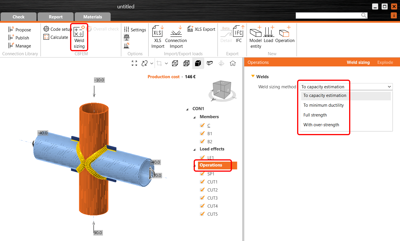 Weld sizing | IDEA StatiCa